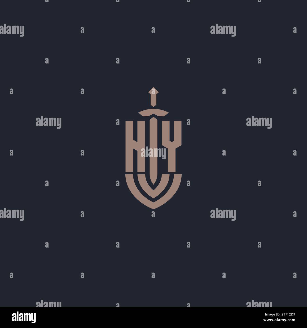 HY logo monogram with sword and shield style design template vector ...
