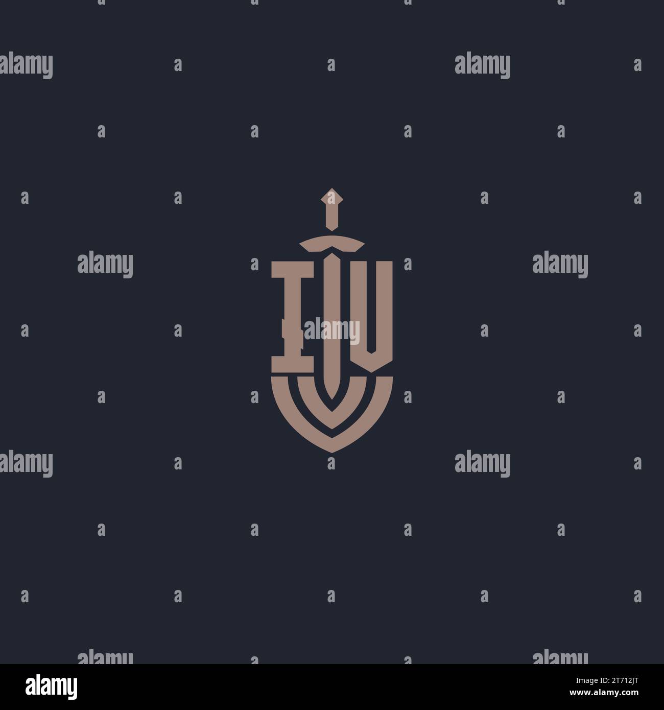 IV logo monogram with sword and shield style design template vector ...