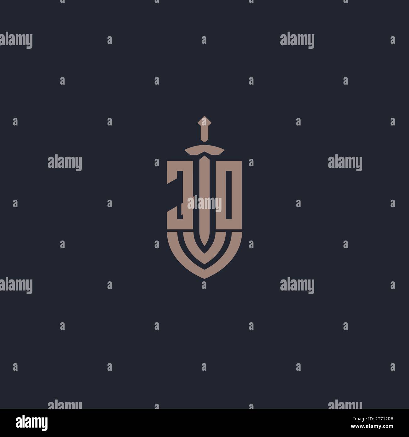 JO logo monogram with sword and shield style design template vector ...