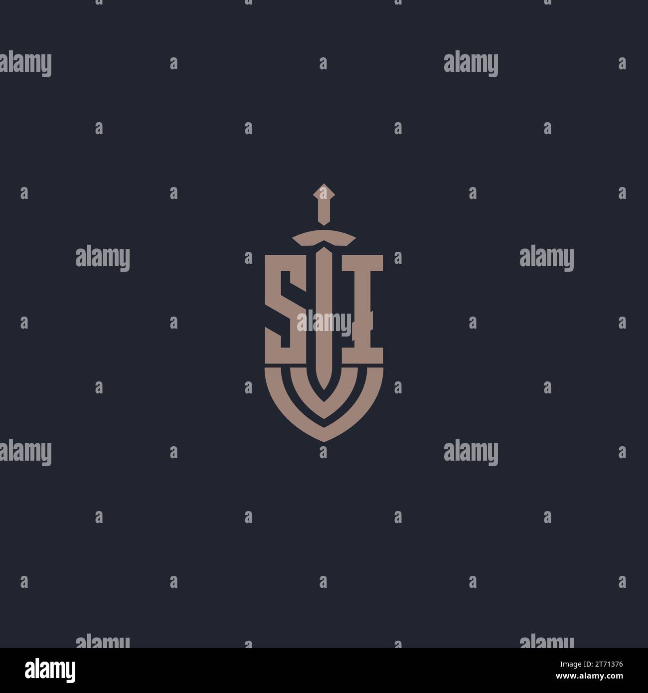 SI logo monogram with sword and shield style design template vector ...