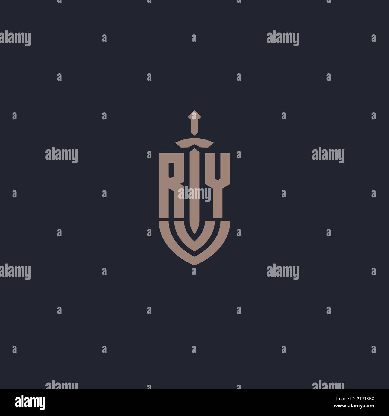 RY logo monogram with sword and shield style design template vector ...