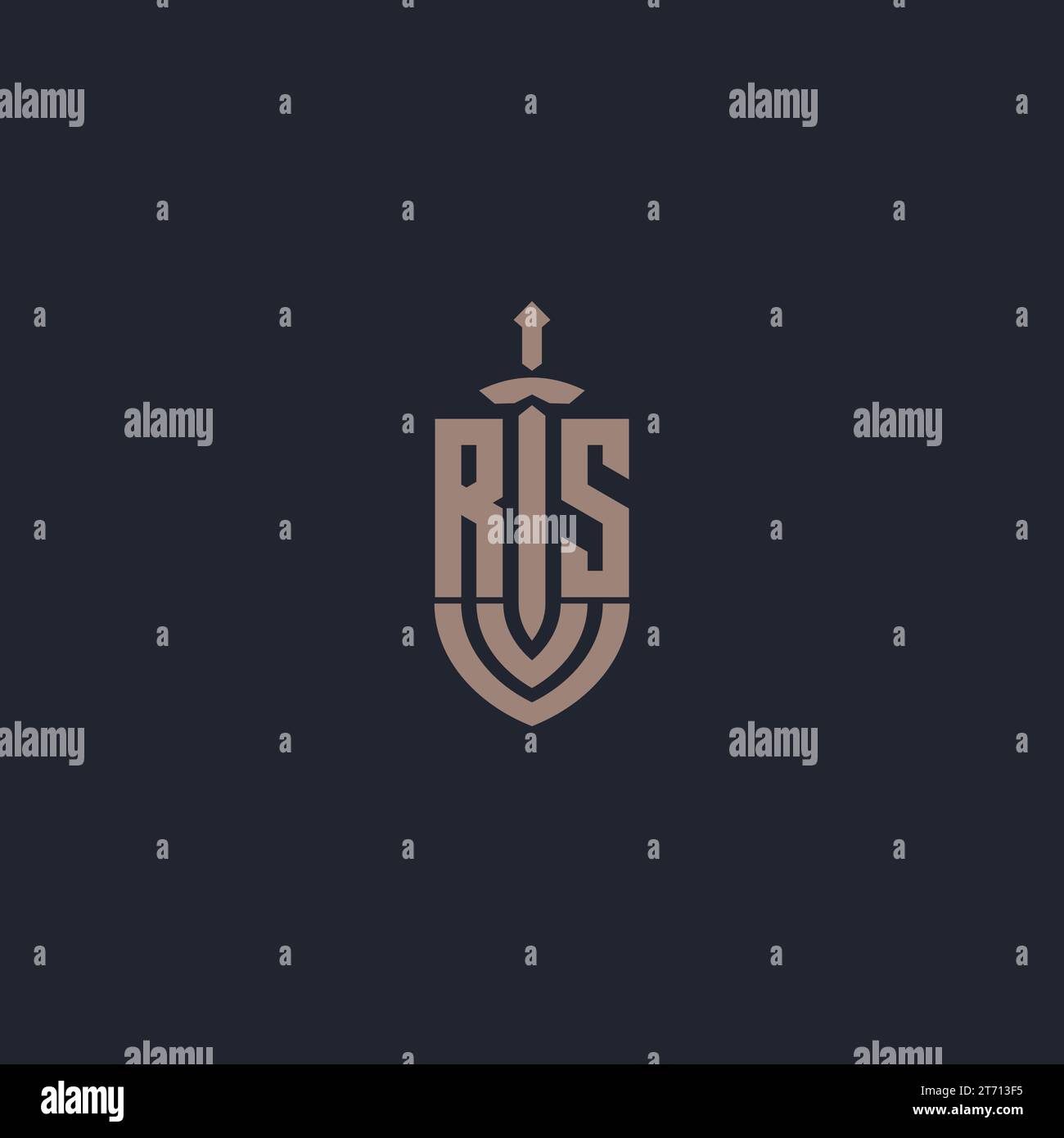 RS logo monogram with sword and shield style design template vector ...