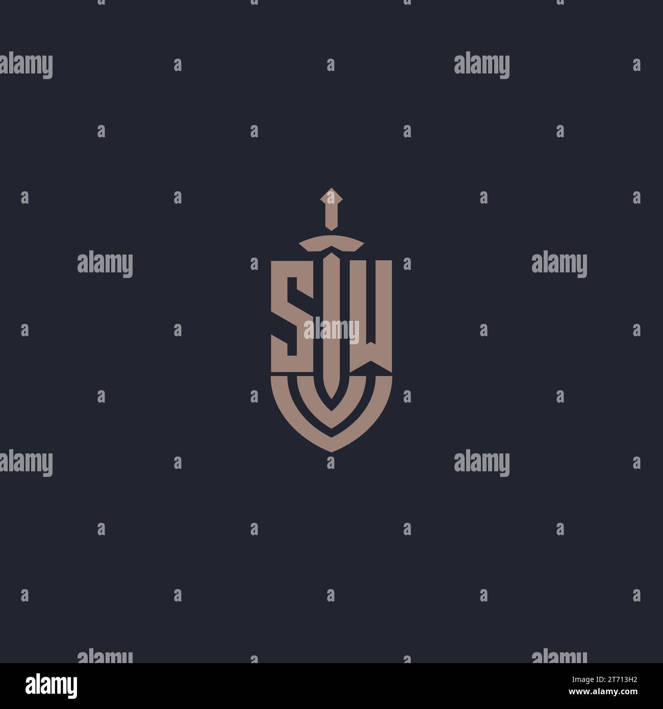 SW logo monogram with sword and shield style design template vector ...