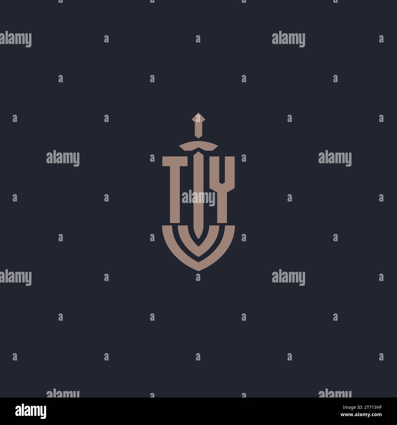 TY logo monogram with sword and shield style design template vector ...
