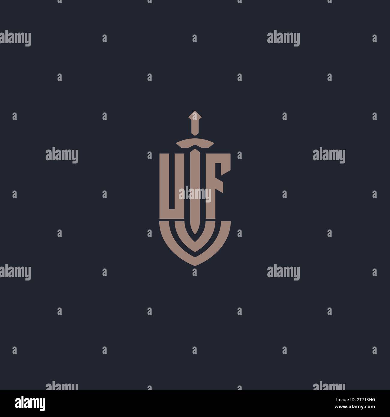 UF logo monogram with sword and shield style design template vector ...