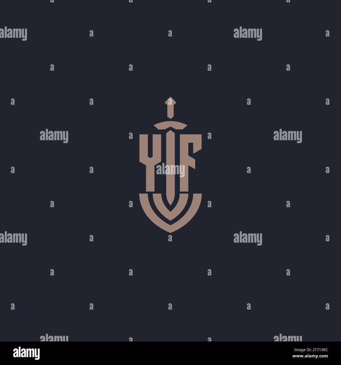 YF logo monogram with sword and shield style design template vector ...
