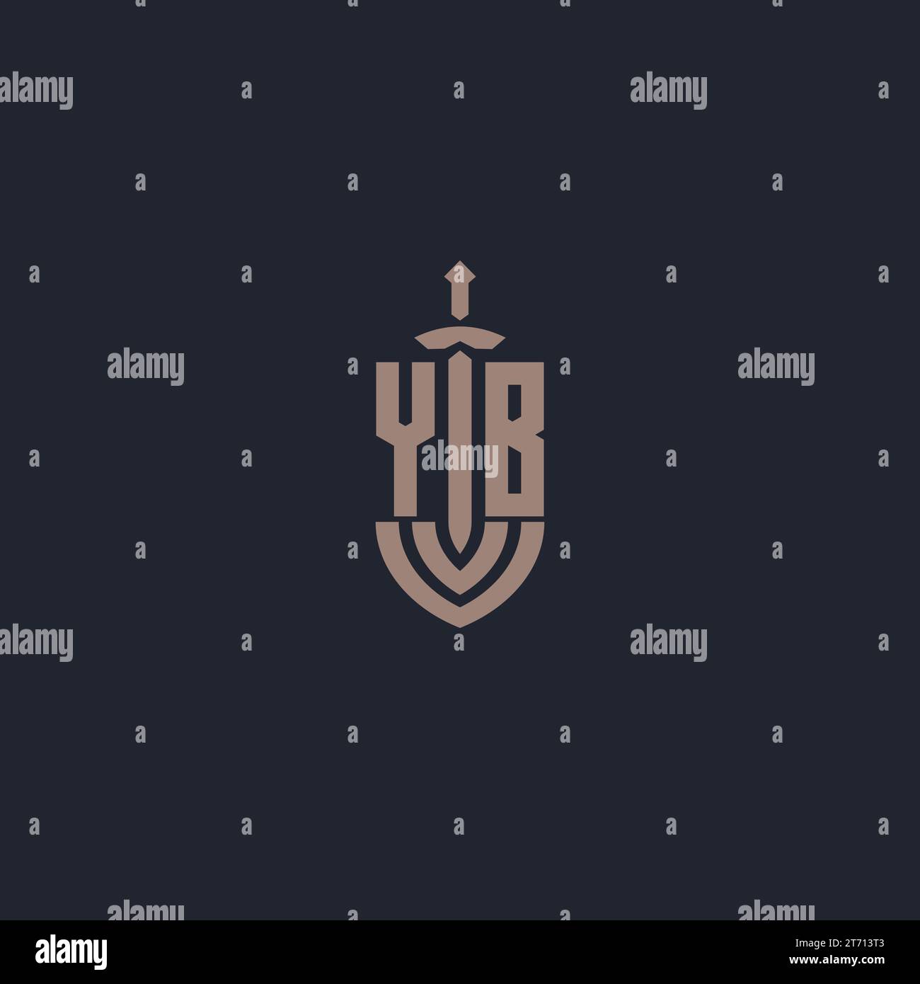 YB logo monogram with sword and shield style design template vector ...