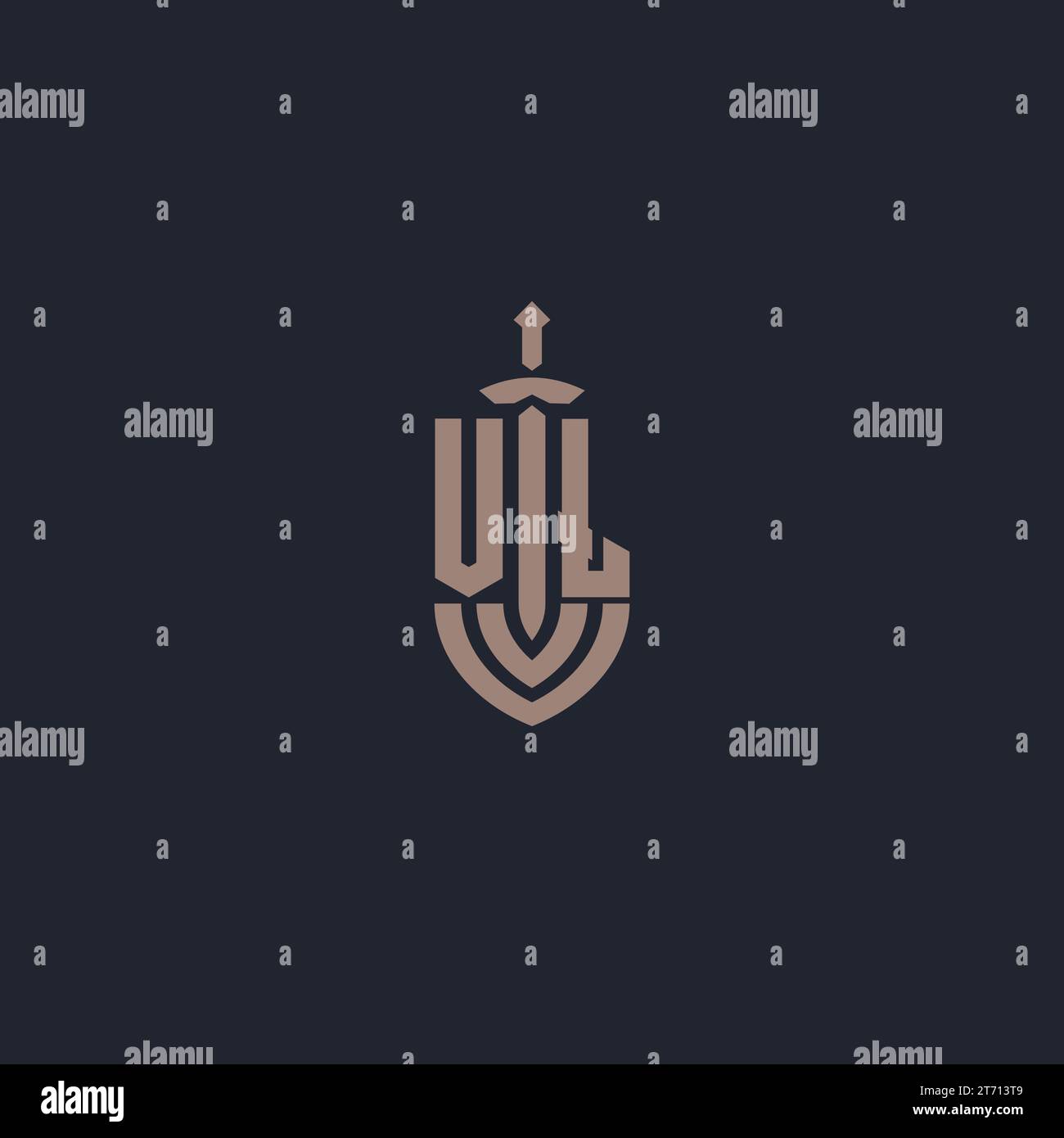 VL logo monogram with sword and shield style design template vector ...