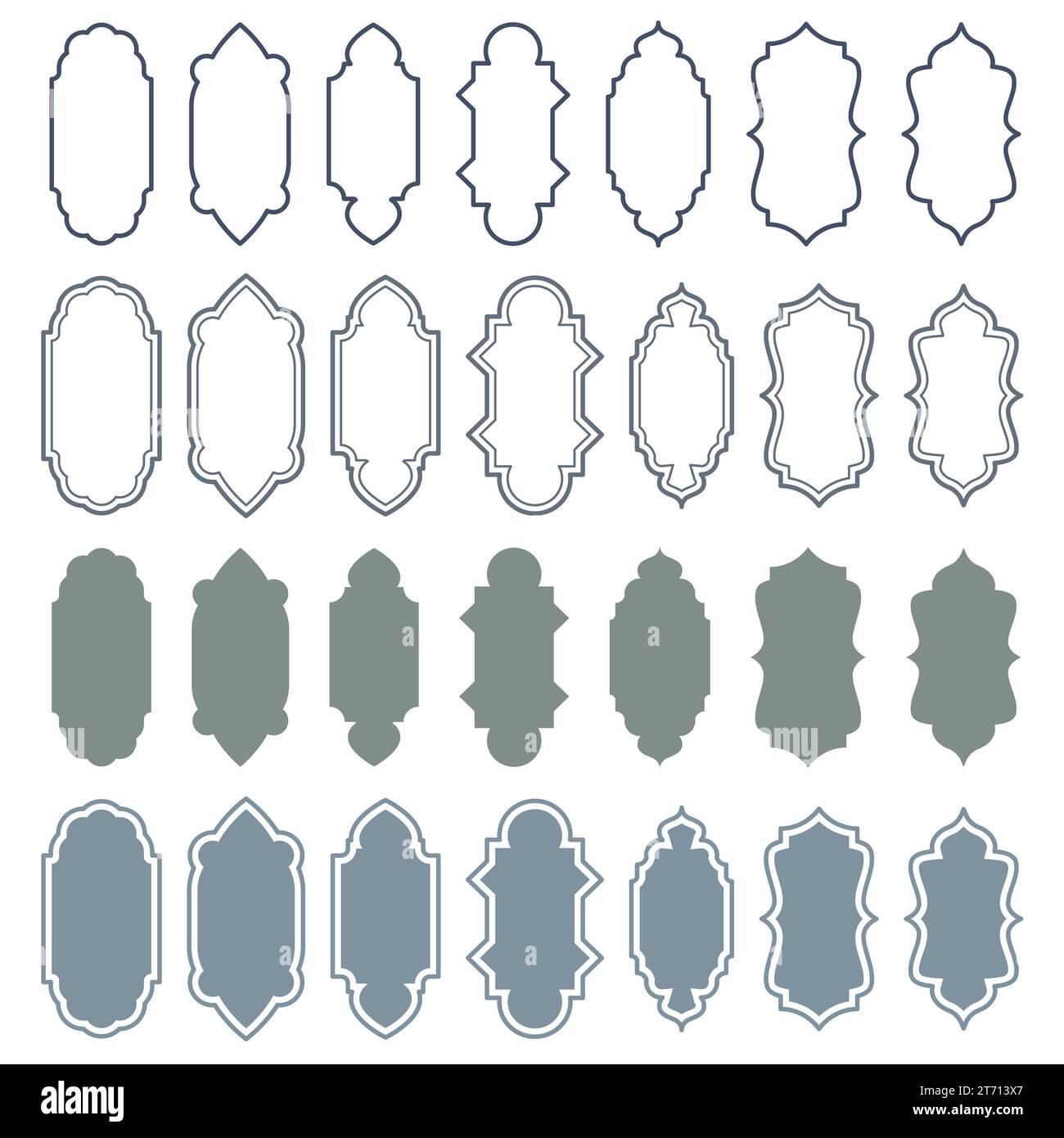 Ramadan shapes of windows and doors design. Islamic arches with Turkish ...