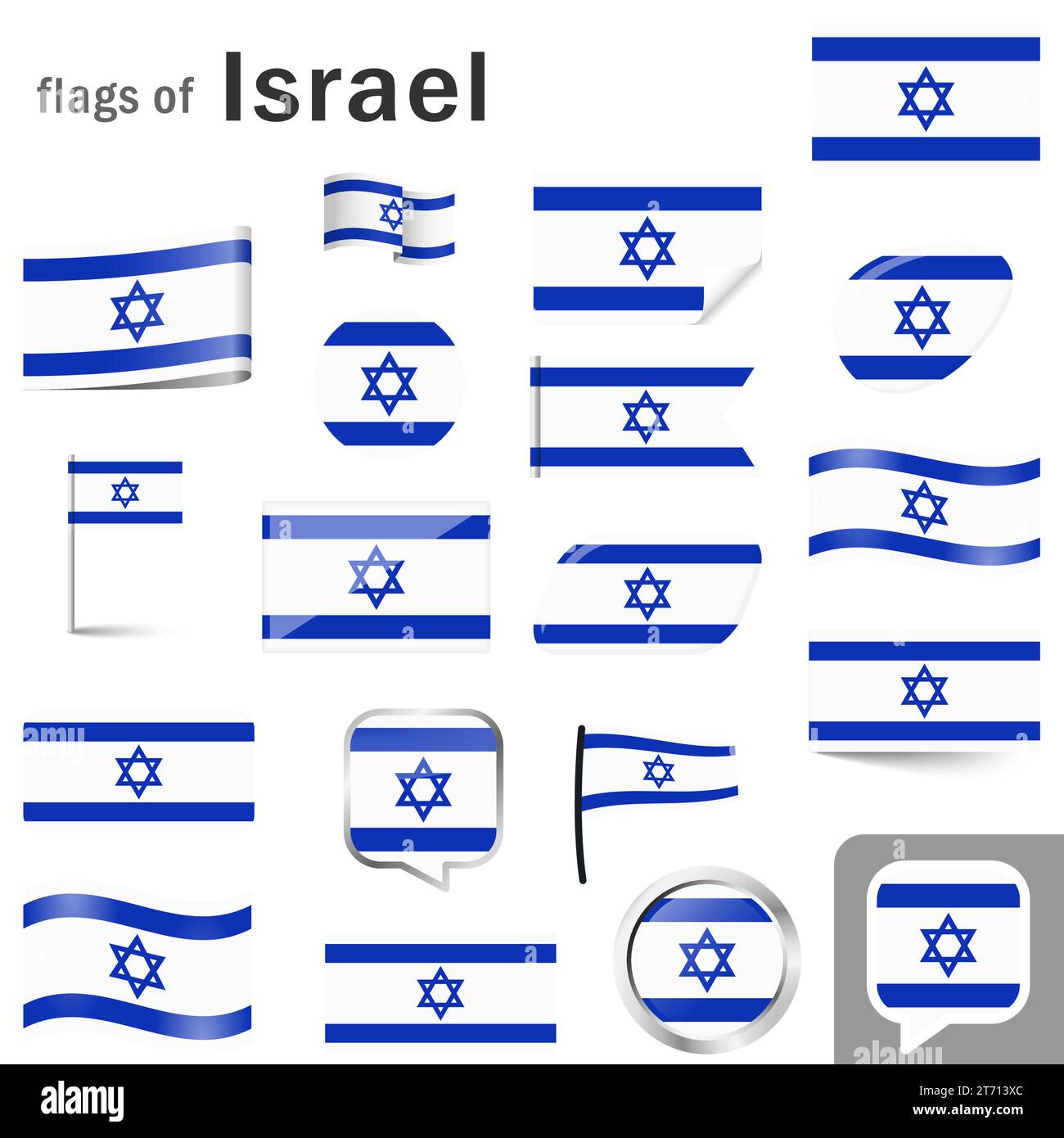 collection of flags and buttons with national country colors of Israel ...