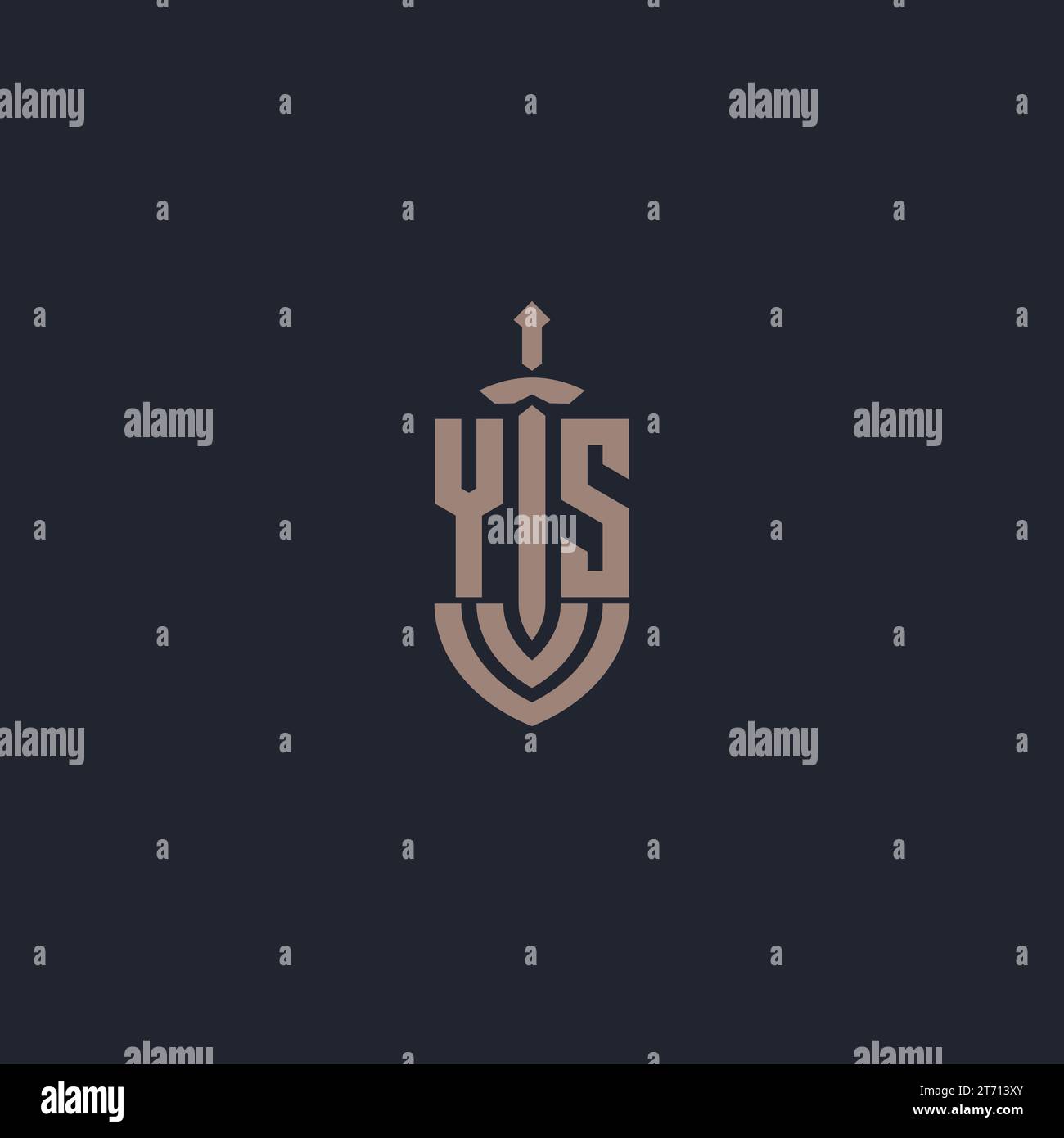 YS logo monogram with sword and shield style design template vector ...
