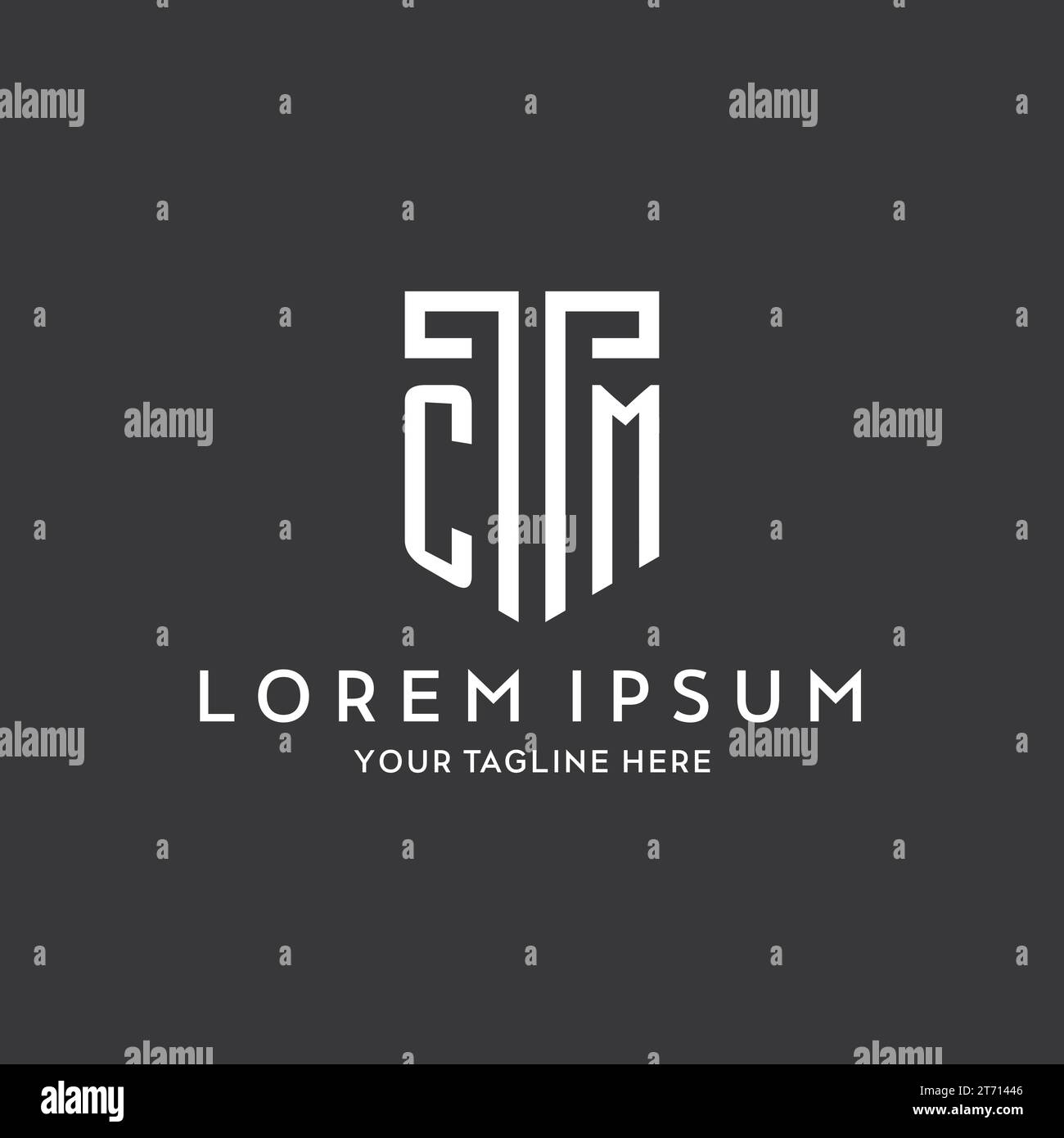 CM monogram initial name with shield shape icon design vector graphic ...