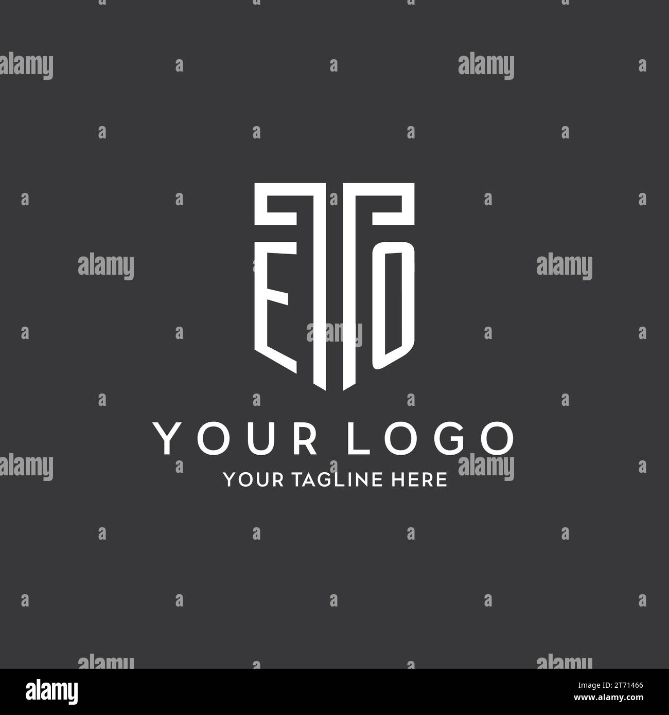 EO monogram initial name with shield shape icon design vector graphic ...