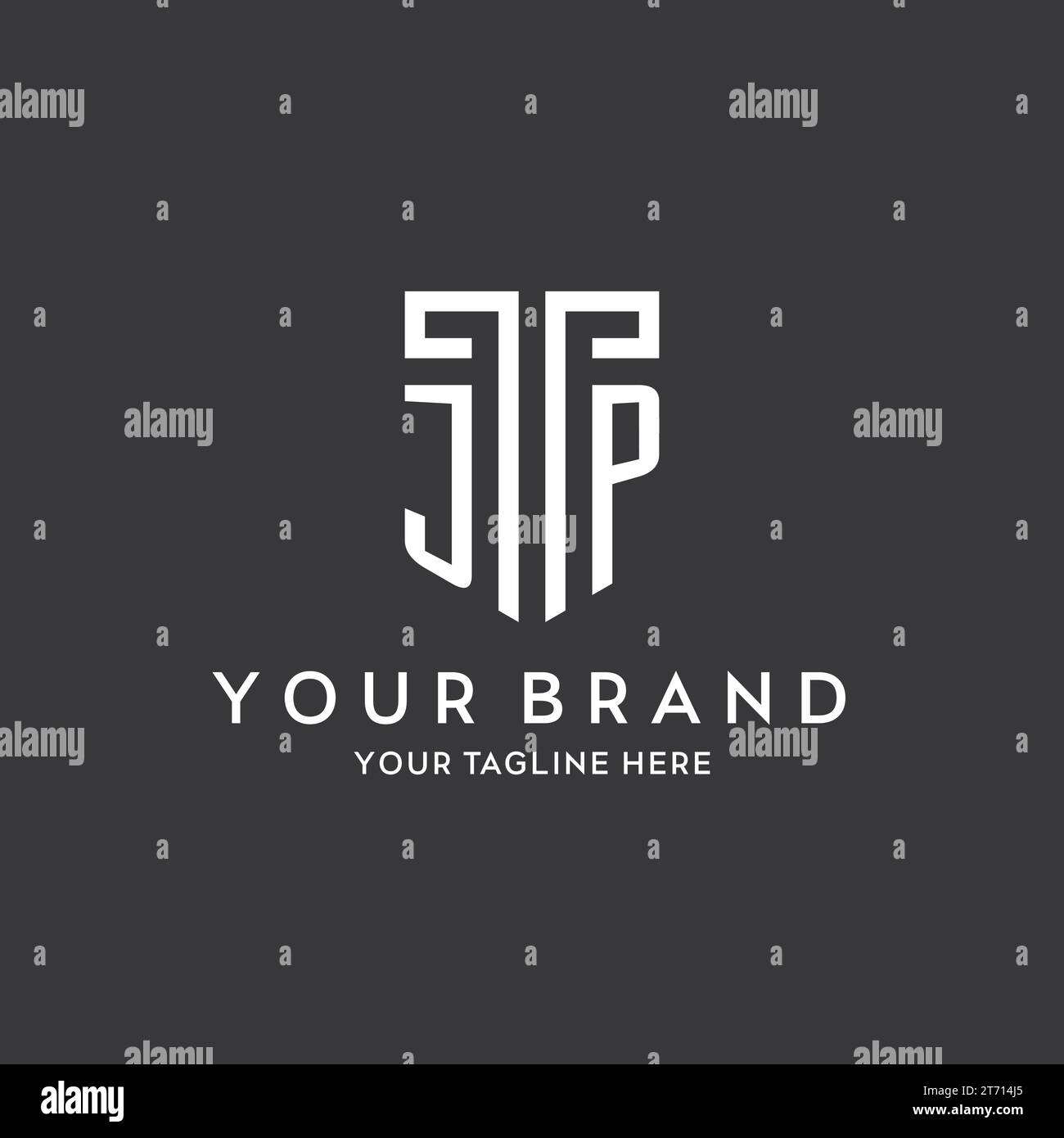 JP monogram initial name with shield shape icon design vector graphic ...