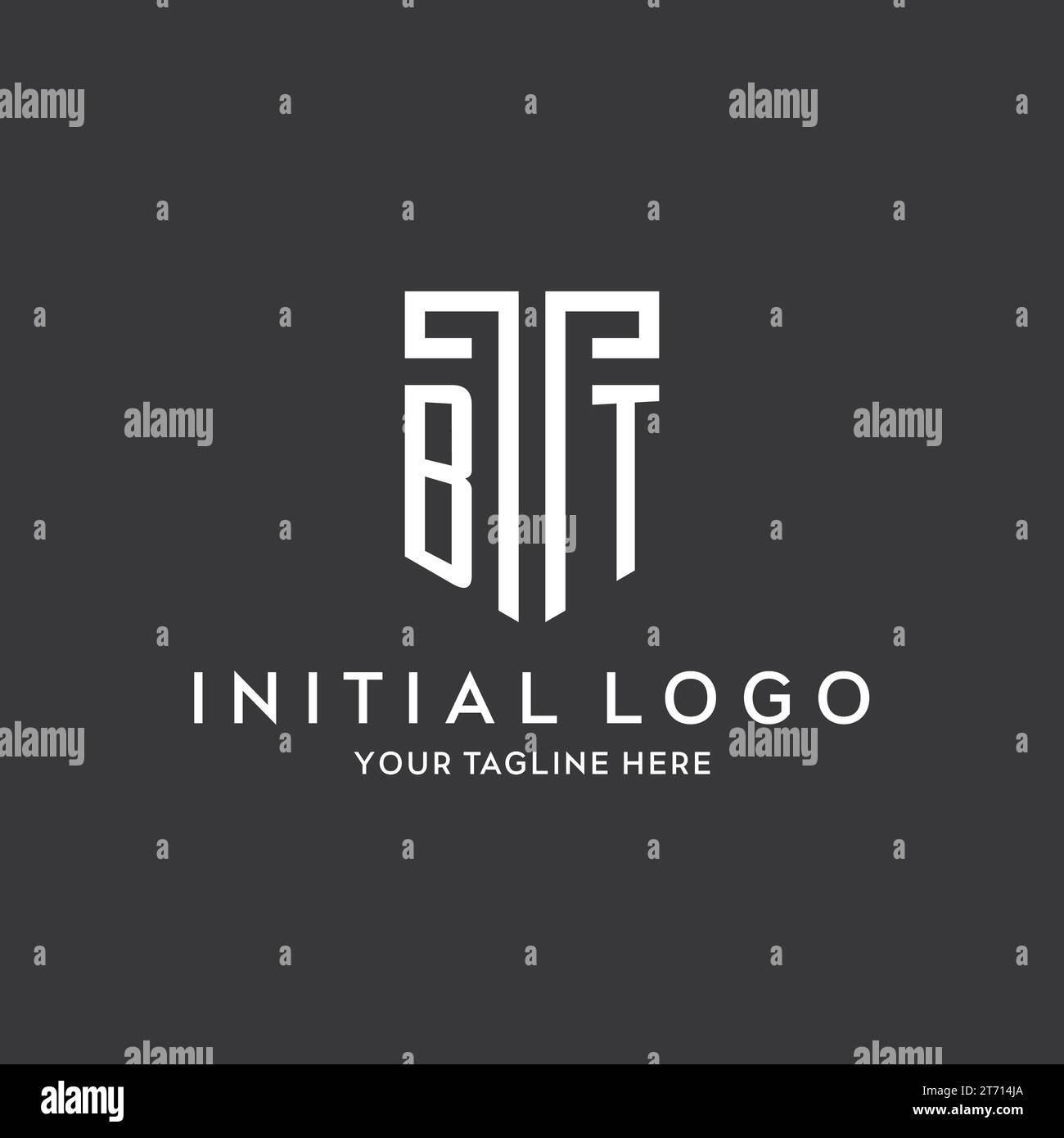 BT monogram initial name with shield shape icon design vector graphic ...