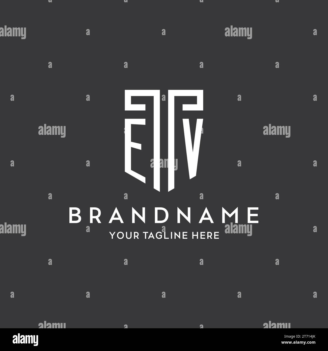 EV monogram initial name with shield shape icon design vector graphic ...
