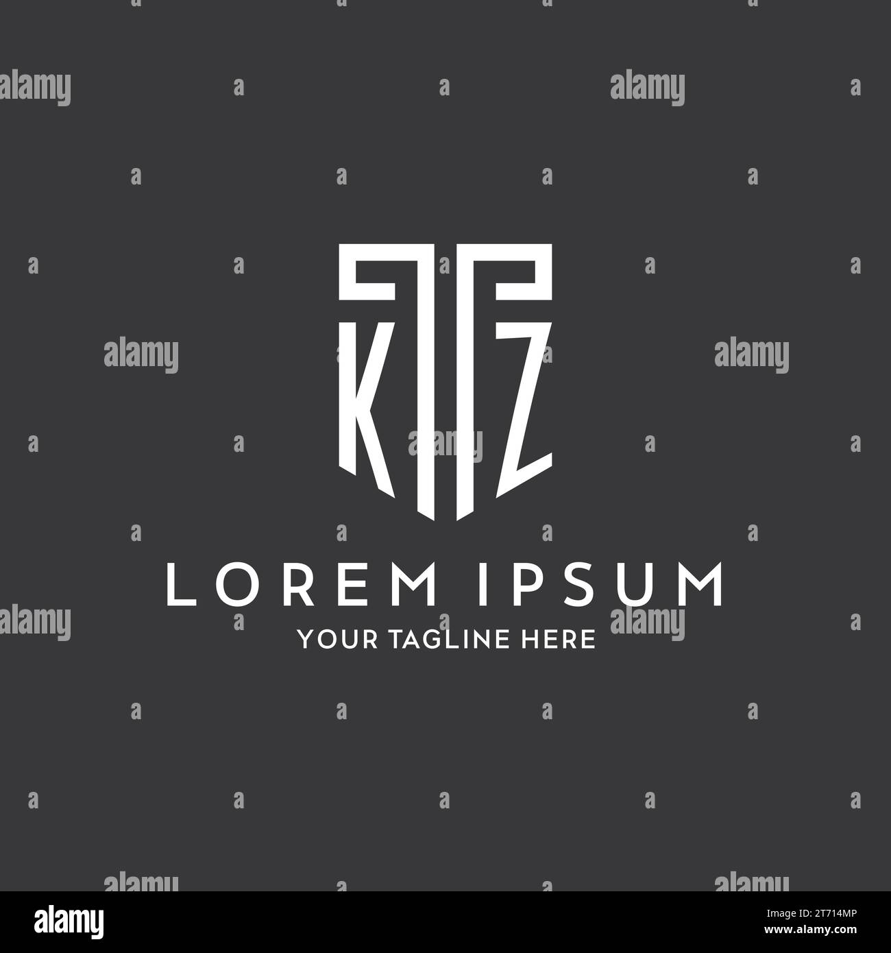 KZ monogram initial name with shield shape icon design vector graphic ...