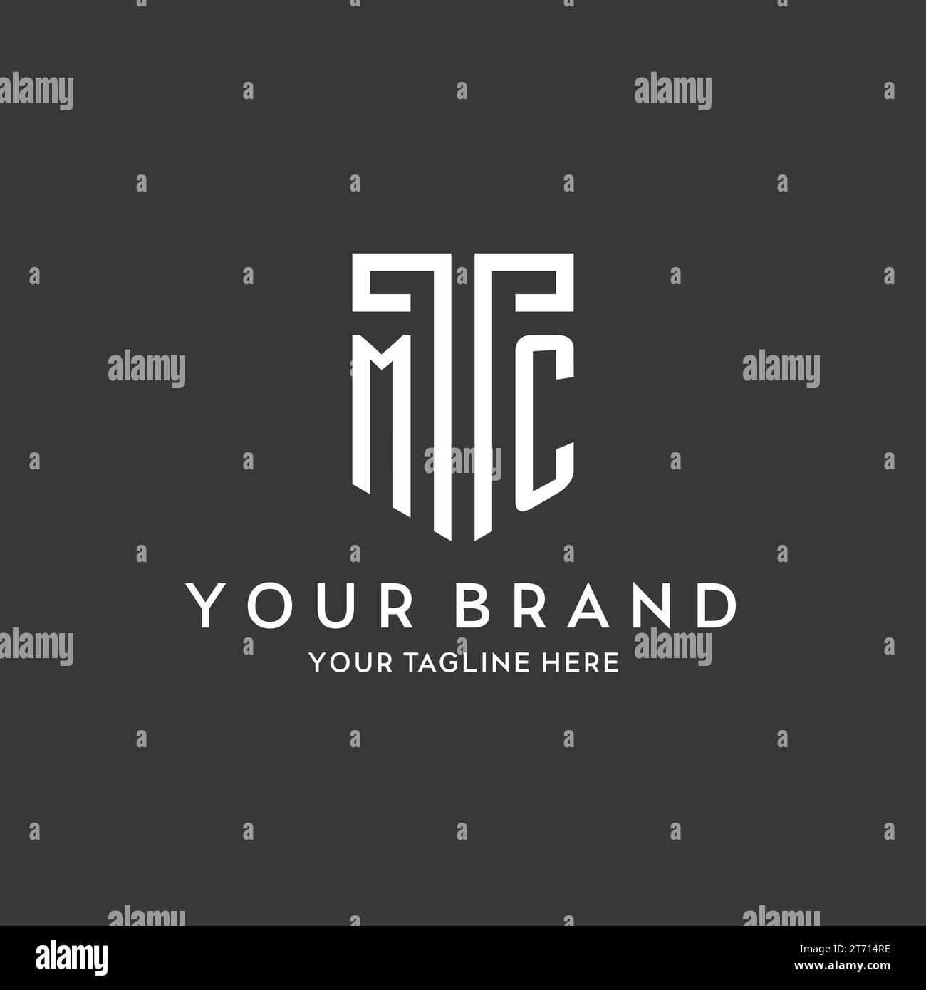 MC monogram initial name with shield shape icon design vector graphic ...