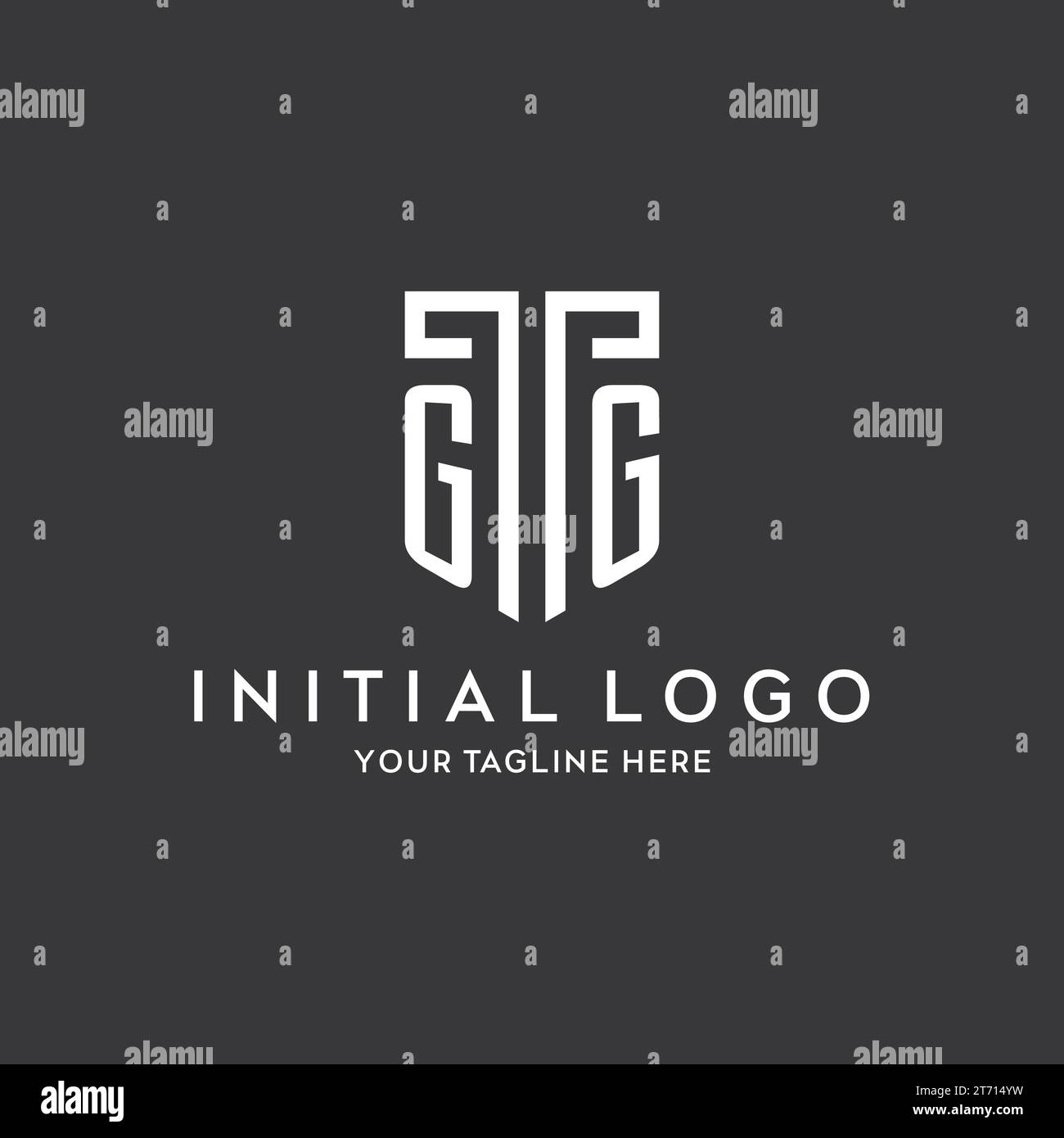 GG monogram initial name with shield shape icon design vector graphic ...