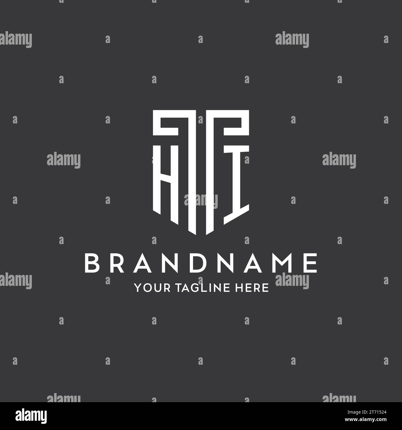 HI monogram initial name with shield shape icon design vector graphic ...