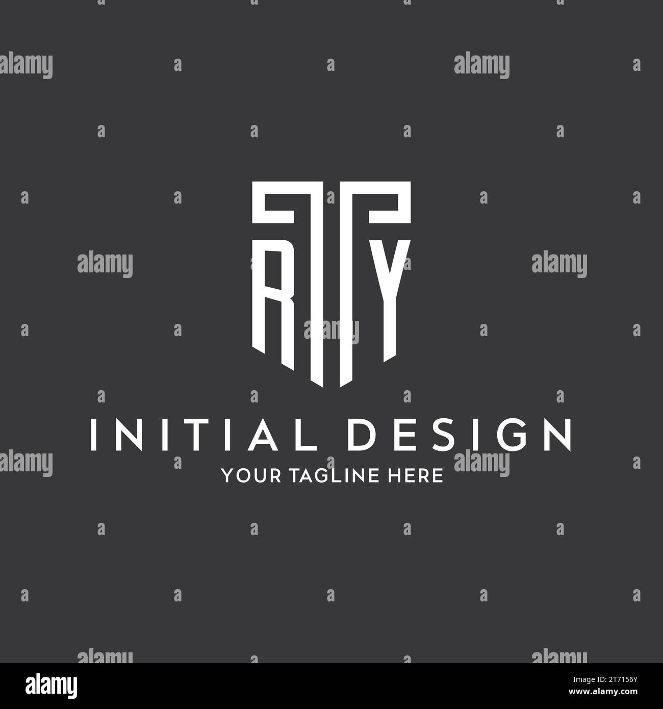 RY monogram initial name with shield shape icon design vector graphic ...