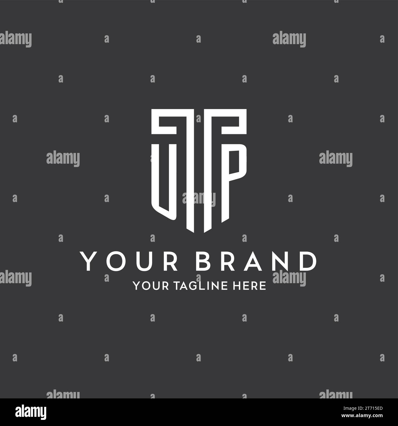 UP monogram initial name with shield shape icon design vector graphic ...