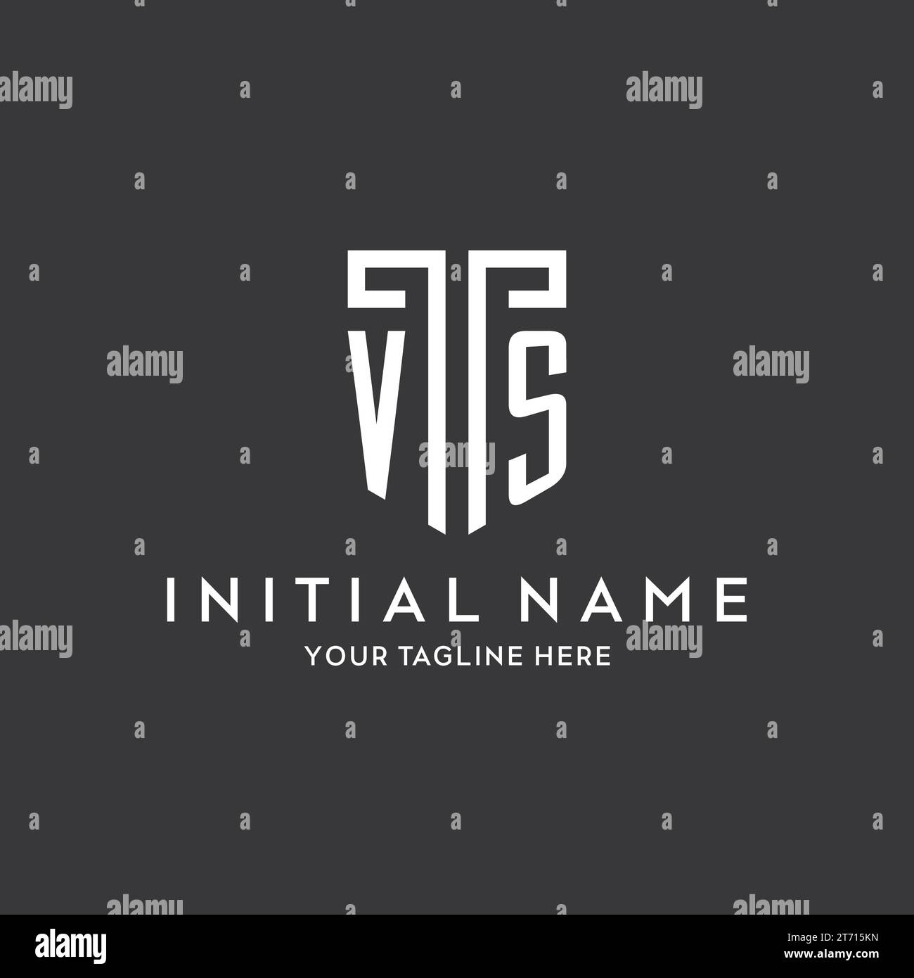 VS monogram initial name with shield shape icon design vector graphic ...