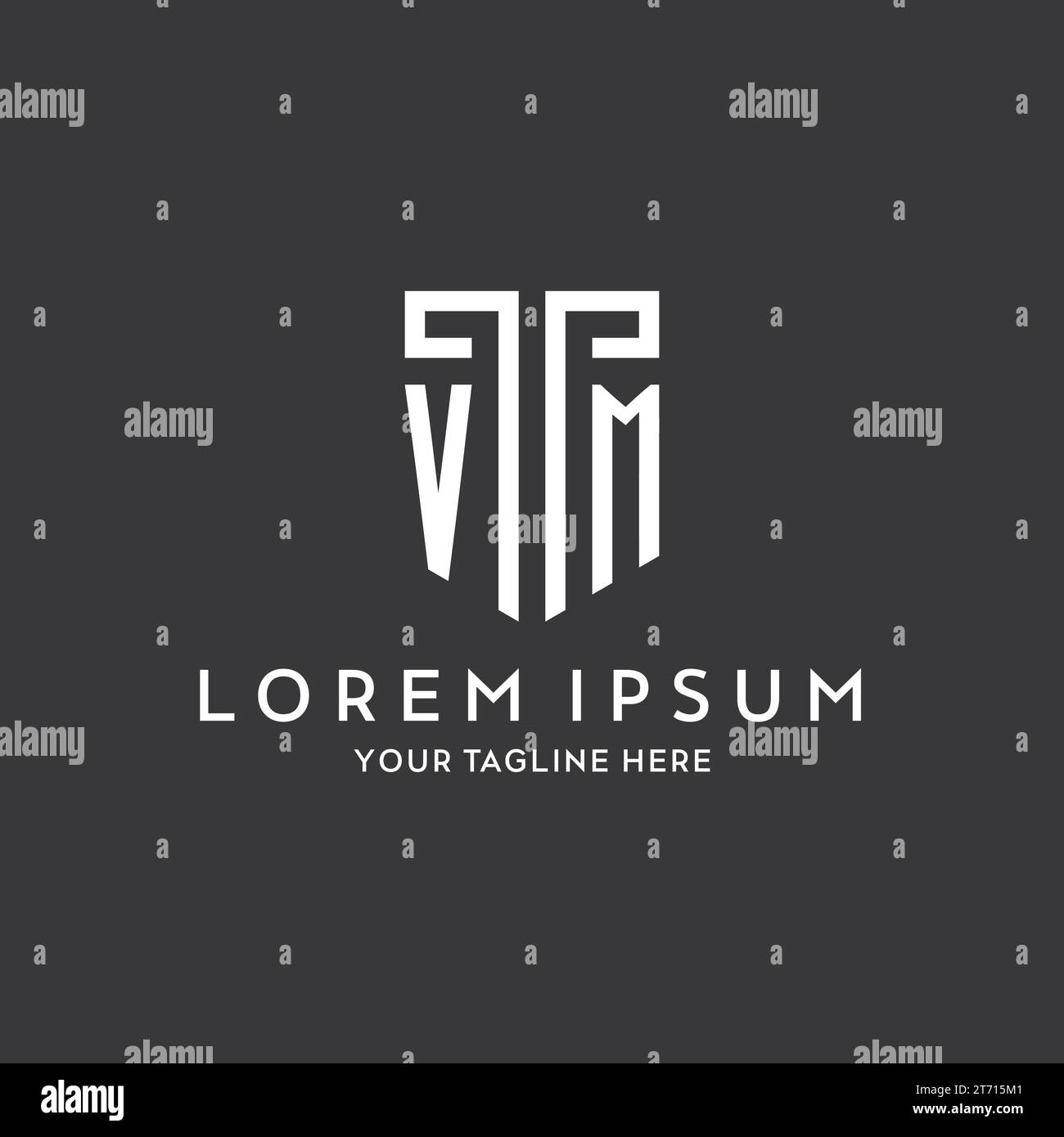 VM monogram initial name with shield shape icon design vector graphic ...