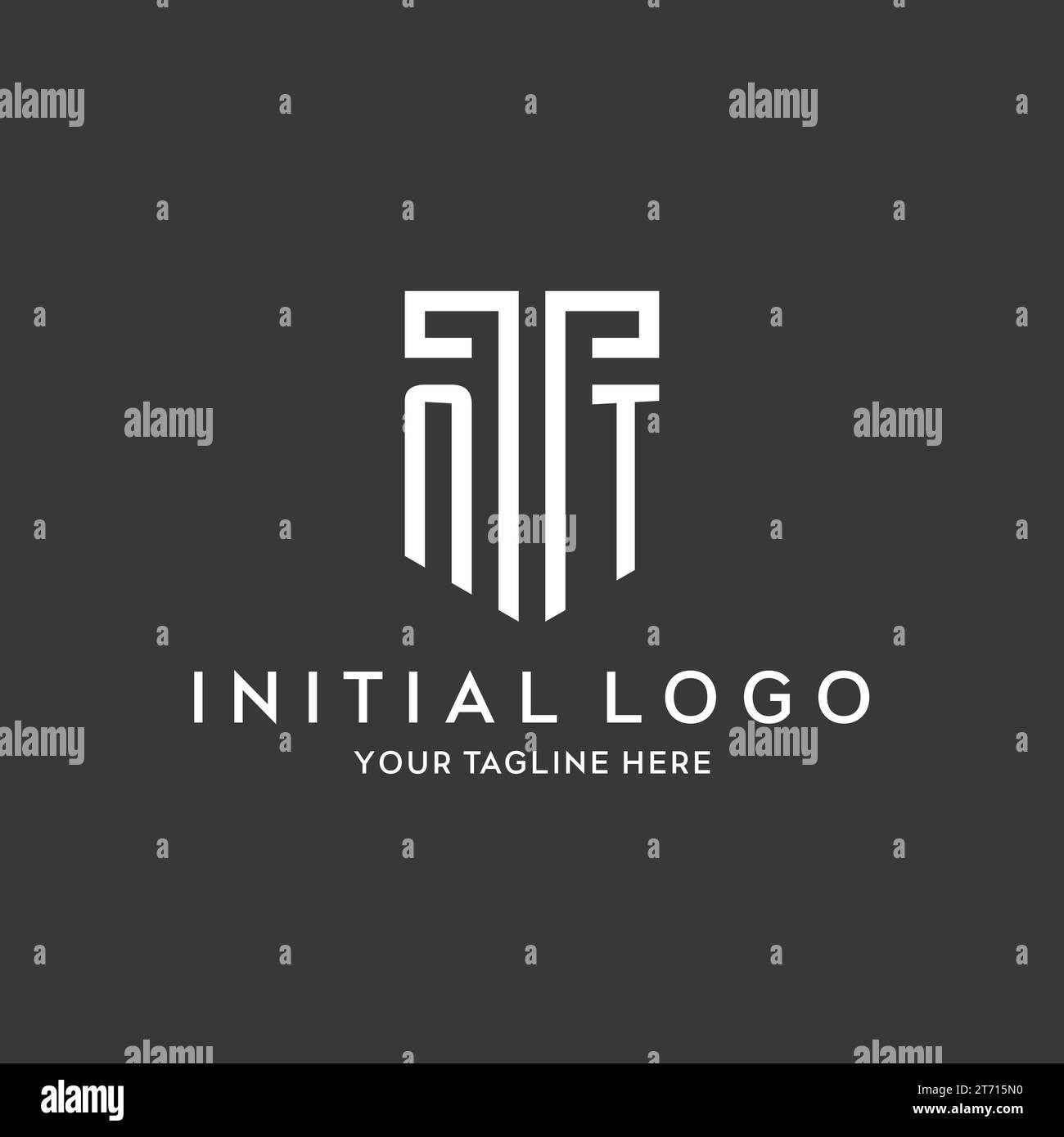 NT monogram initial name with shield shape icon design vector graphic ...