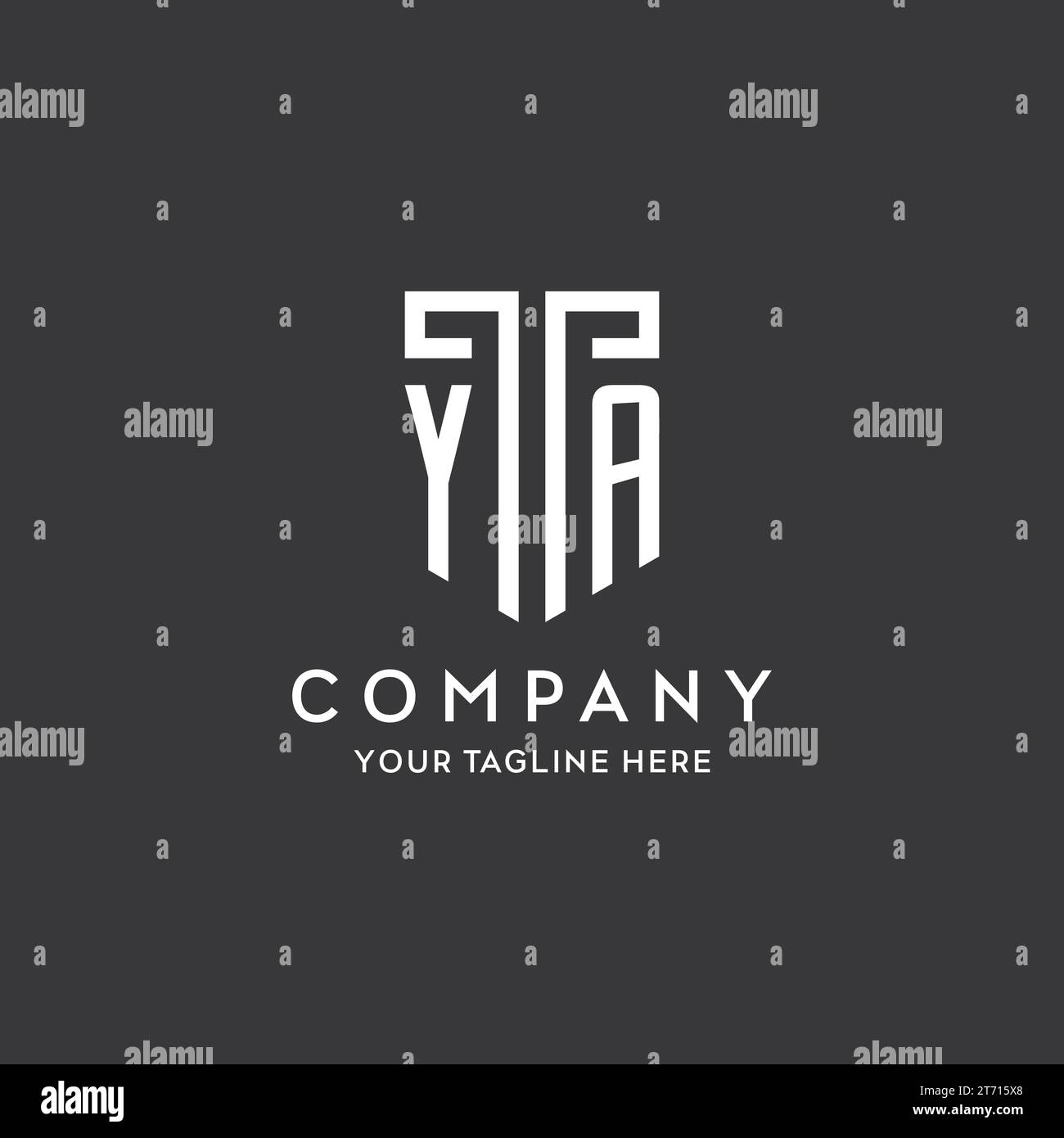 YA monogram initial name with shield shape icon design vector graphic ...