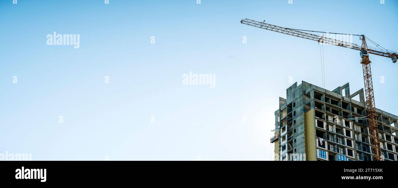 Construction of a building banner background. Construction site with ...