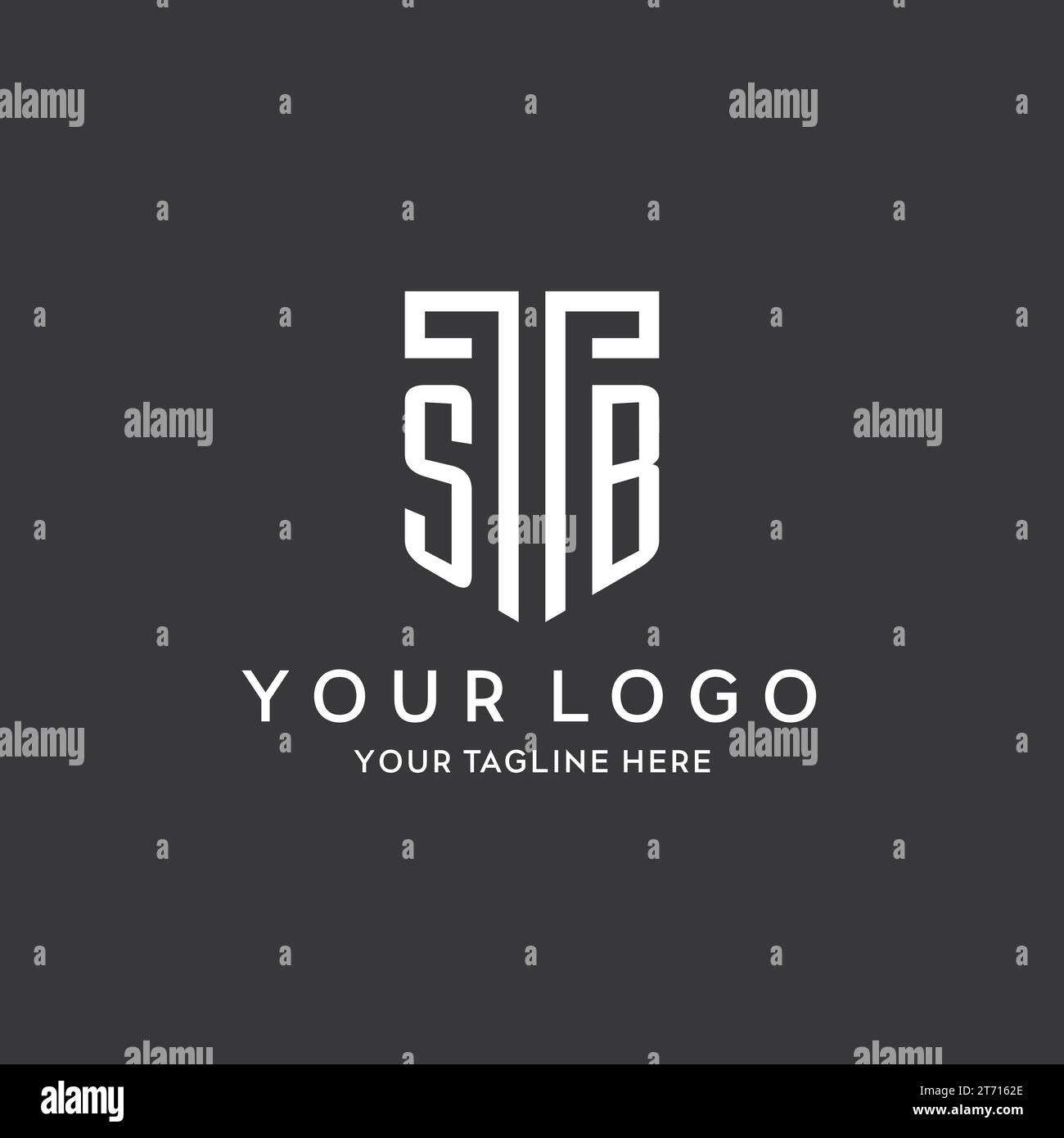 SB monogram initial name with shield shape icon design vector graphic ...