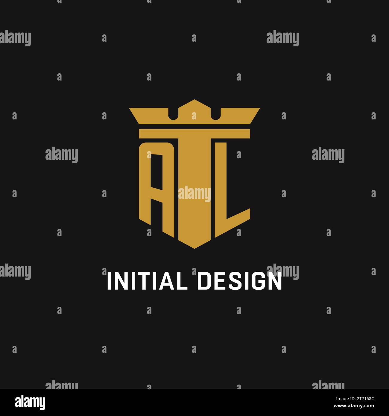 AL initial logo with shield and crown style design ideas Stock Vector ...