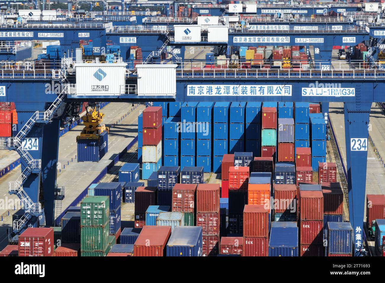 NANJING, CHINA - NOVEMBER 13, 2023 - Containers are seen at the Longtan ...