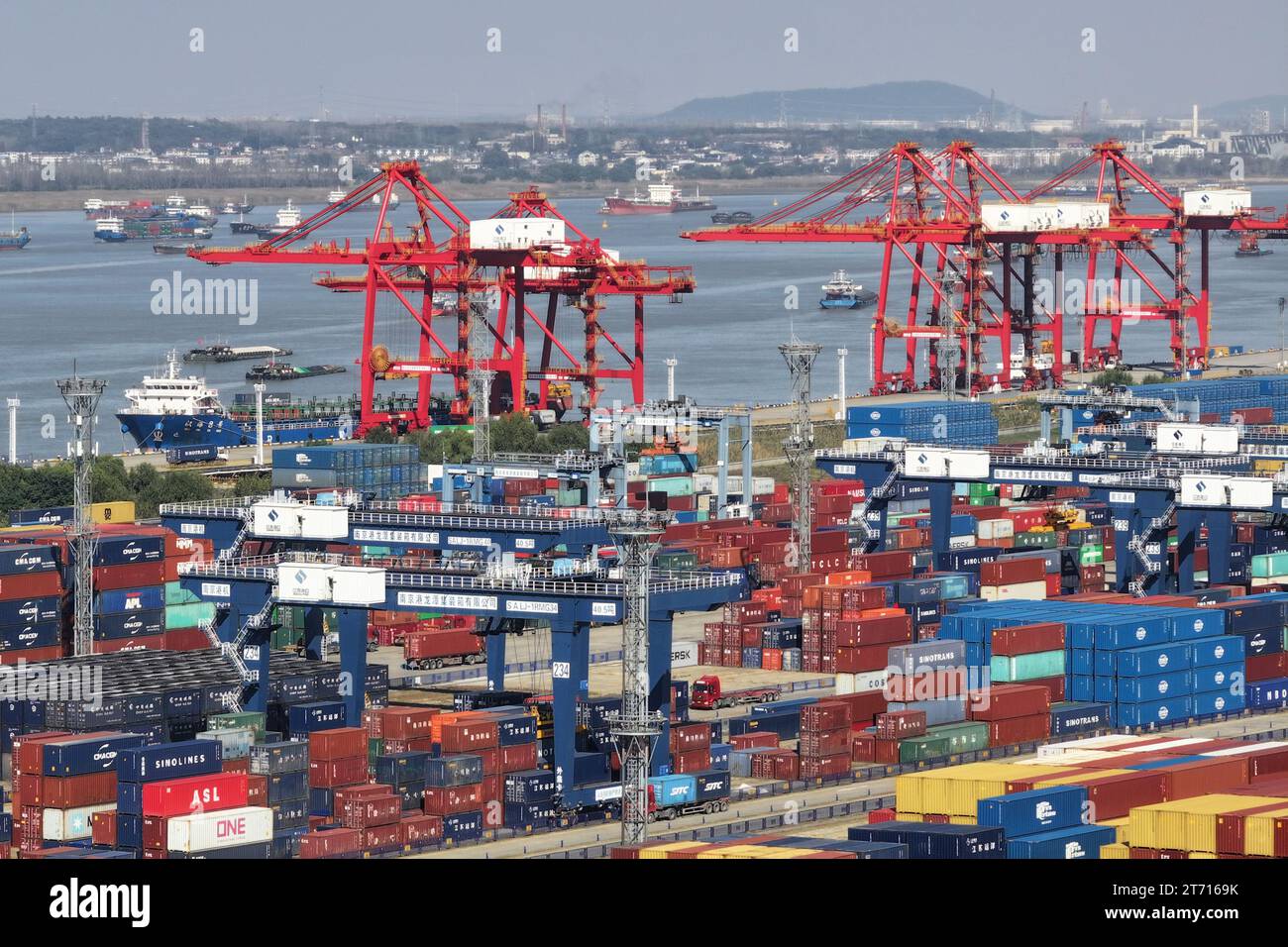 NANJING, CHINA - NOVEMBER 13, 2023 - Containers are seen at the Longtan ...