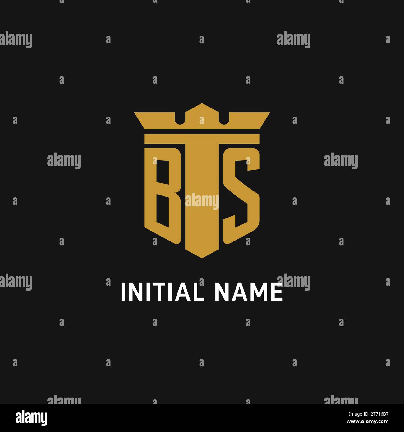 BS initial logo with shield and crown style design ideas Stock Vector ...