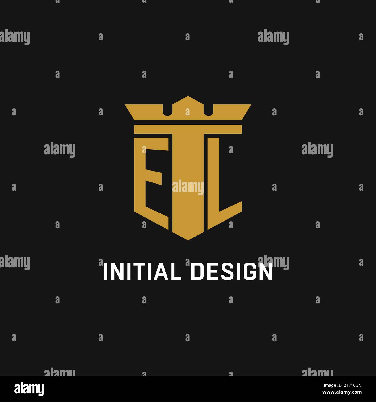 EL initial logo with shield and crown style design ideas Stock Vector ...