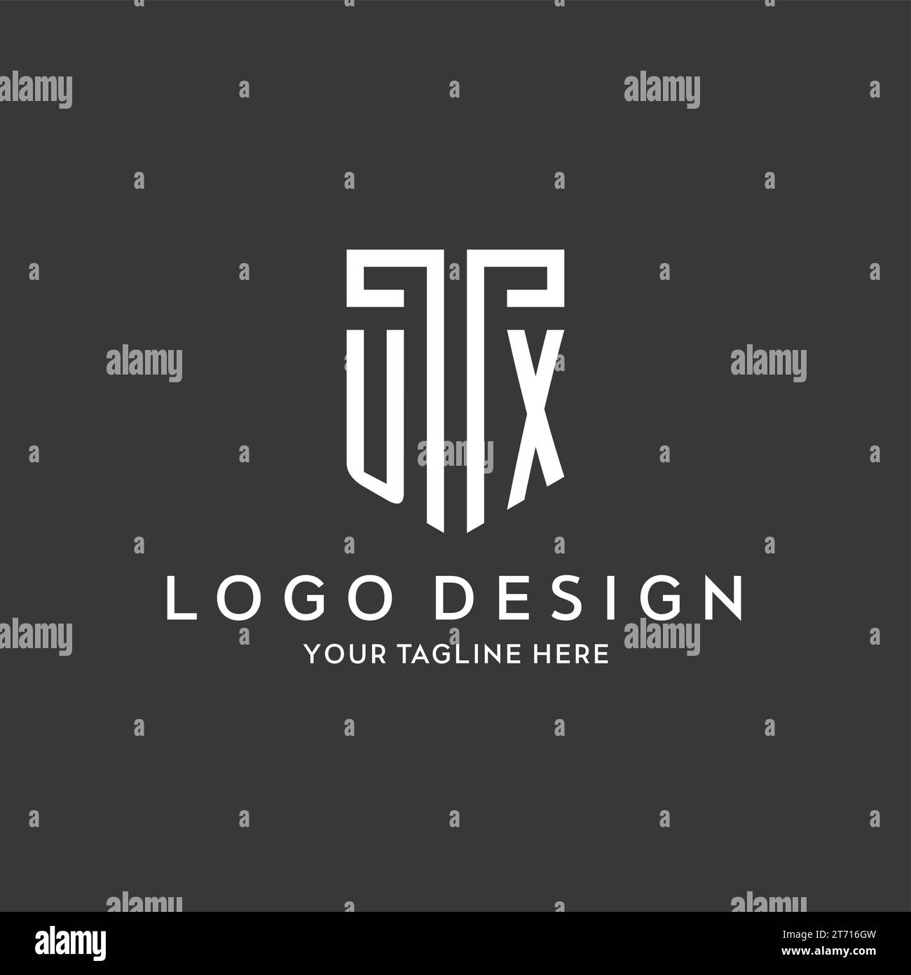 UX monogram initial name with shield shape icon design vector graphic Stock Vector Image & Art ...
