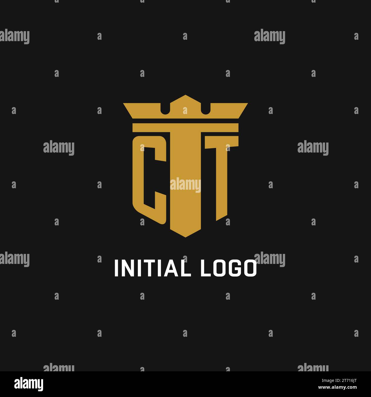 CT initial logo with shield and crown style design ideas Stock Vector ...