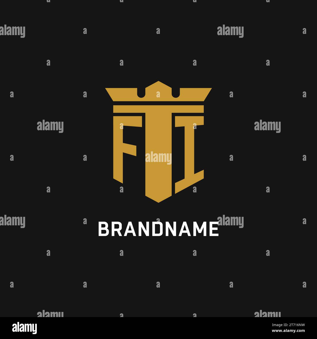 FI initial logo with shield and crown style design ideas Stock Vector ...