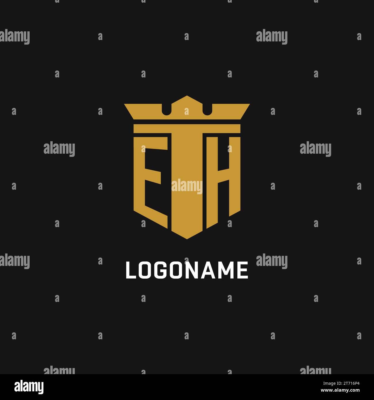 EH initial logo with shield and crown style design ideas Stock Vector ...