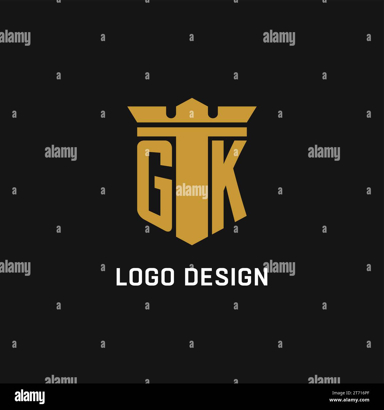 GK initial logo with shield and crown style design ideas Stock Vector ...