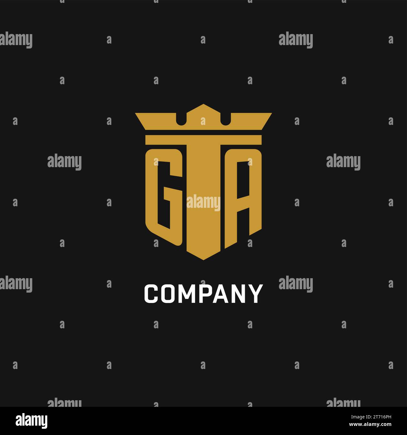 GA initial logo with shield and crown style design ideas Stock Vector ...