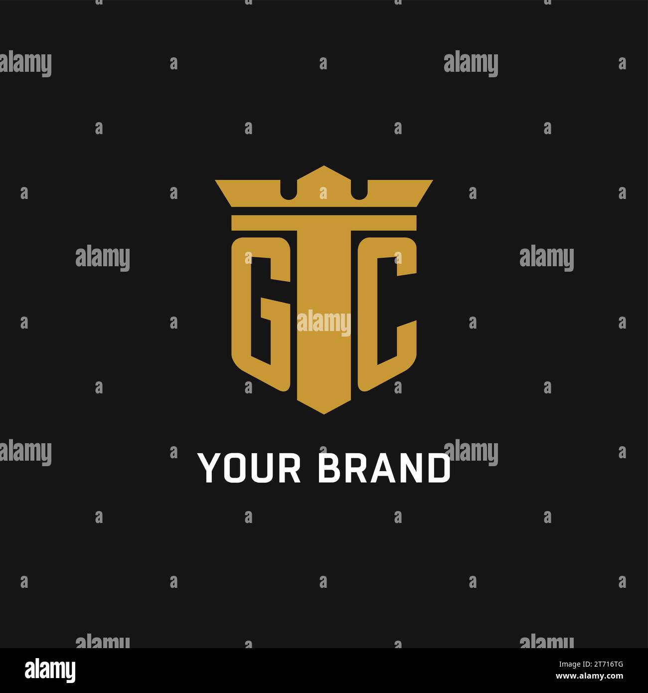 GC initial logo with shield and crown style design ideas Stock Vector ...