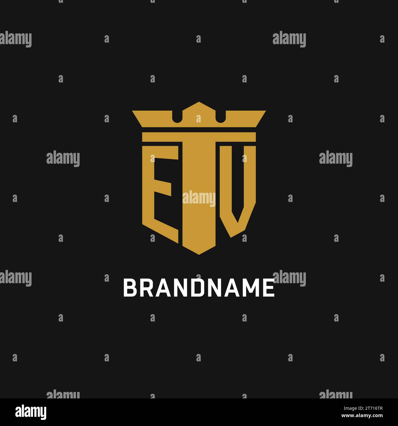 EV initial logo with shield and crown style design ideas Stock Vector ...