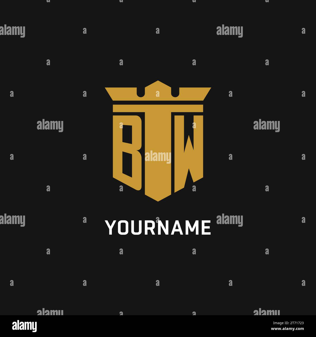 BW initial logo with shield and crown style design ideas Stock Vector ...