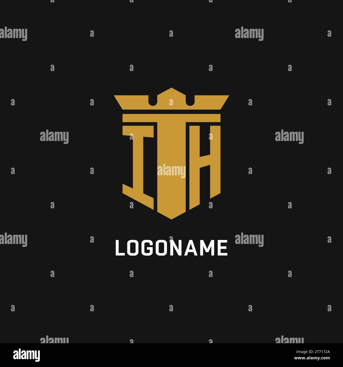 IH initial logo with shield and crown style design ideas Stock Vector ...