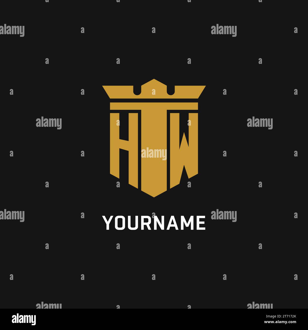 HW initial logo with shield and crown style design ideas Stock Vector ...