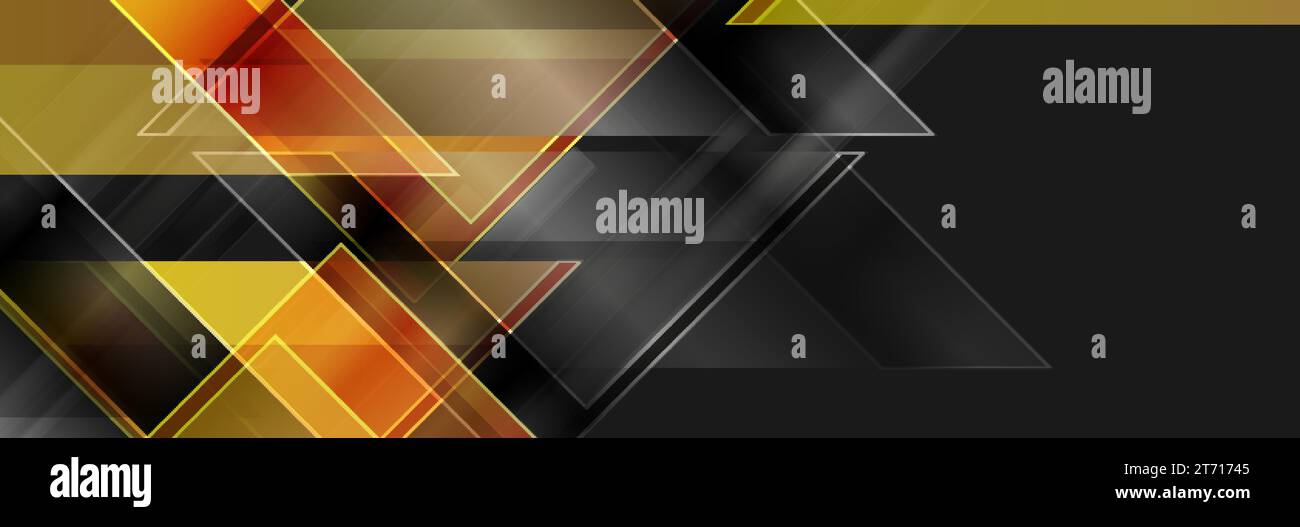 Black and golden glossy triangles abstract technology background. Geometric vector design Stock ...
