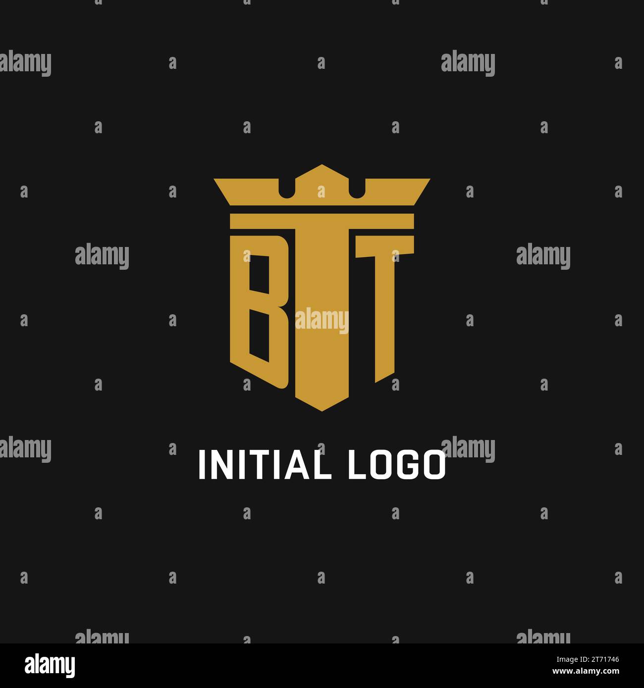 BT initial logo with shield and crown style design ideas Stock Vector ...